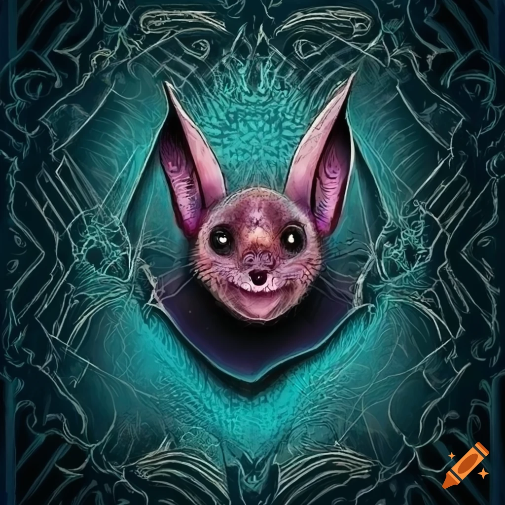 Cutesy art deco style illustration of a bat on Craiyon