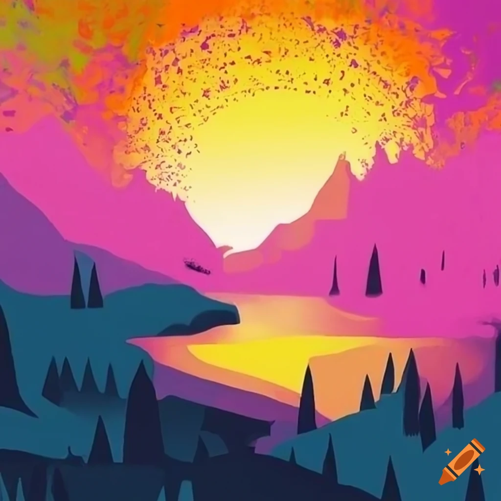 Pop art landscape on Craiyon