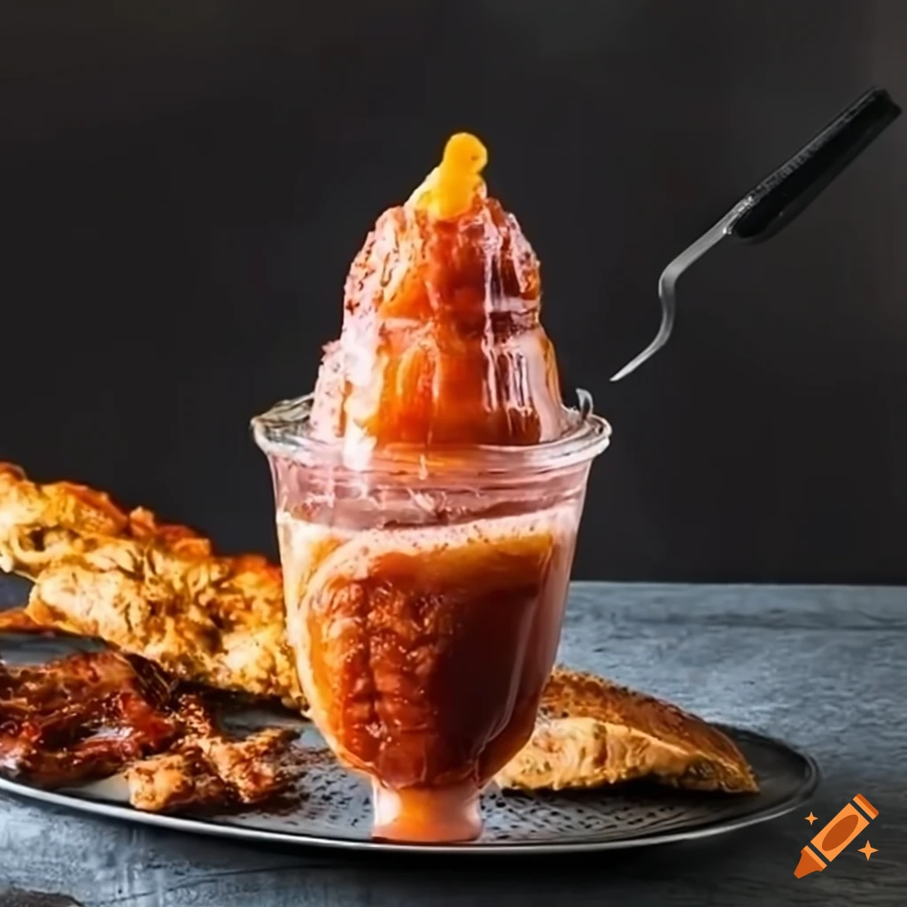 Bbq flavored ice cream with pulled pork on Craiyon