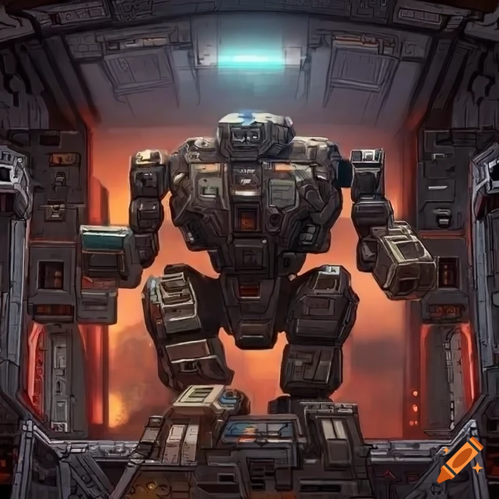 Detailed futuristic battletech mech interior with control panel and ...