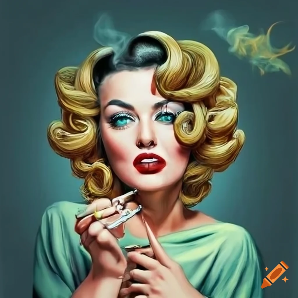 Classic pin-up women with marijuana on Craiyon