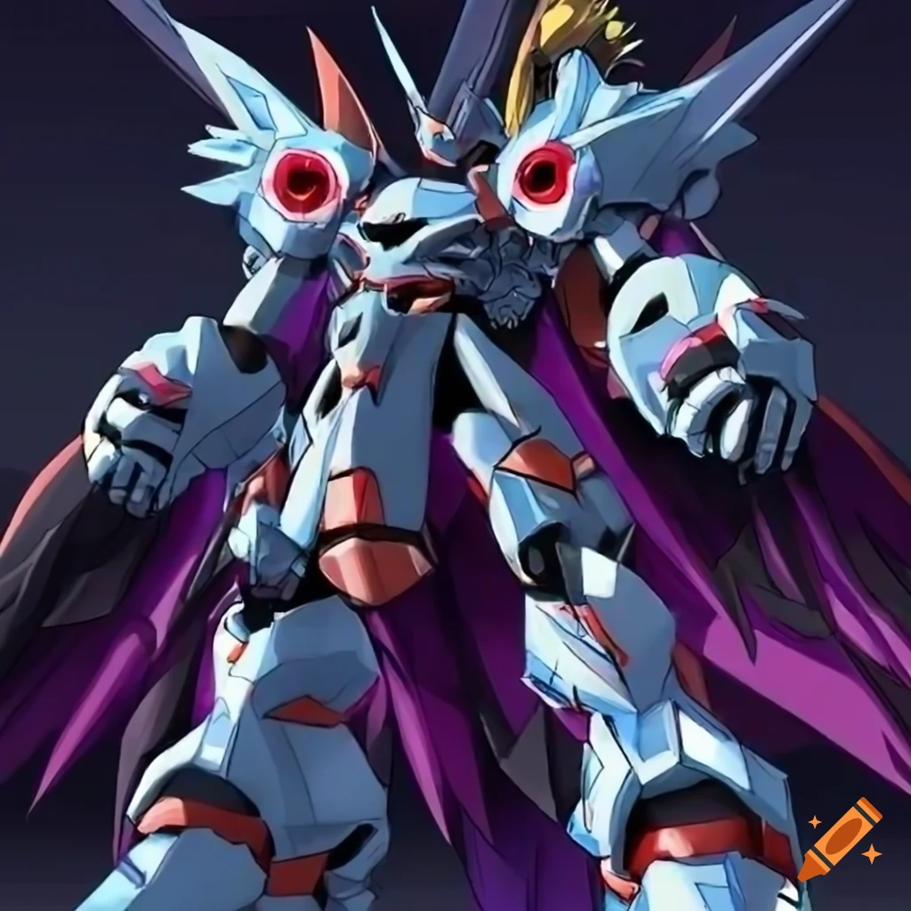 Digimon-style anime mecha on Craiyon