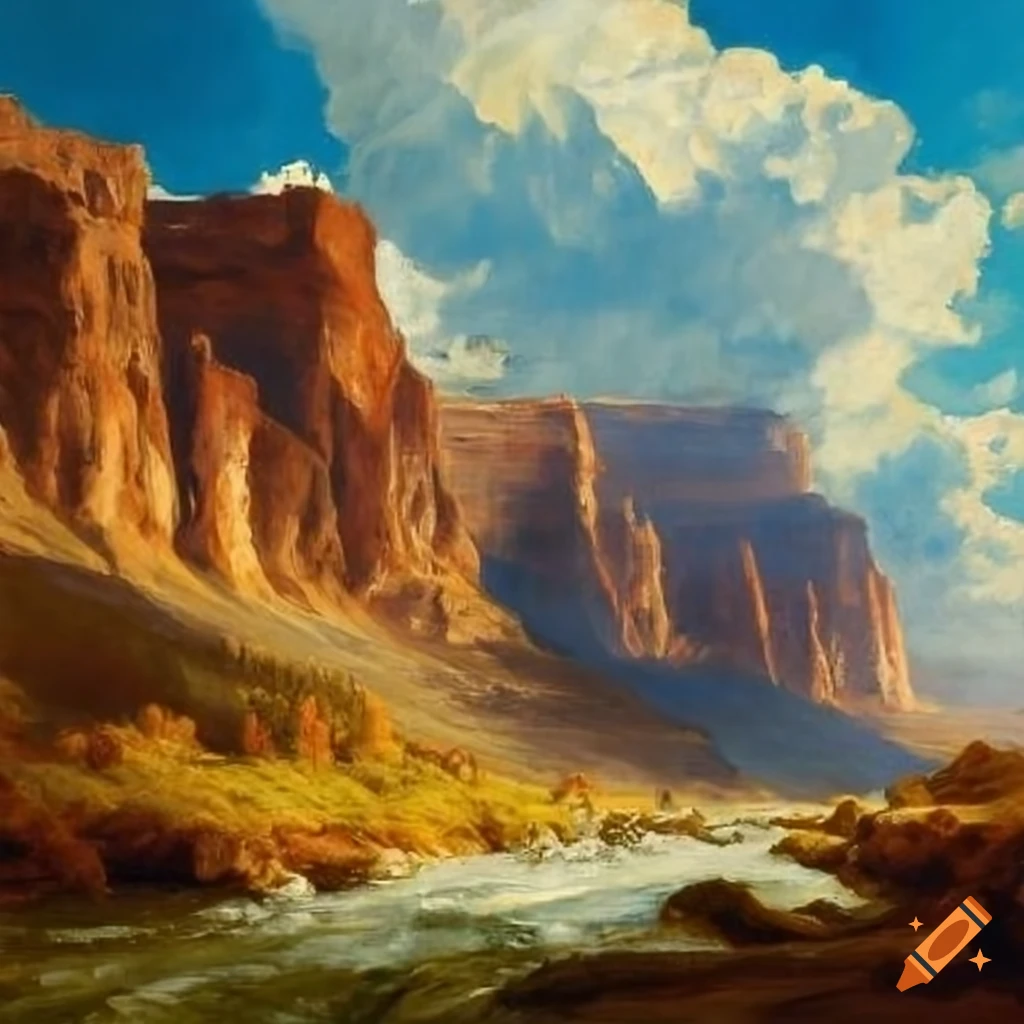 William Merritt Chase painting of Hell's Canyon Idaho with Snake River ...