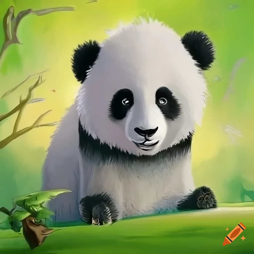 Children's book cover with a panda on Craiyon