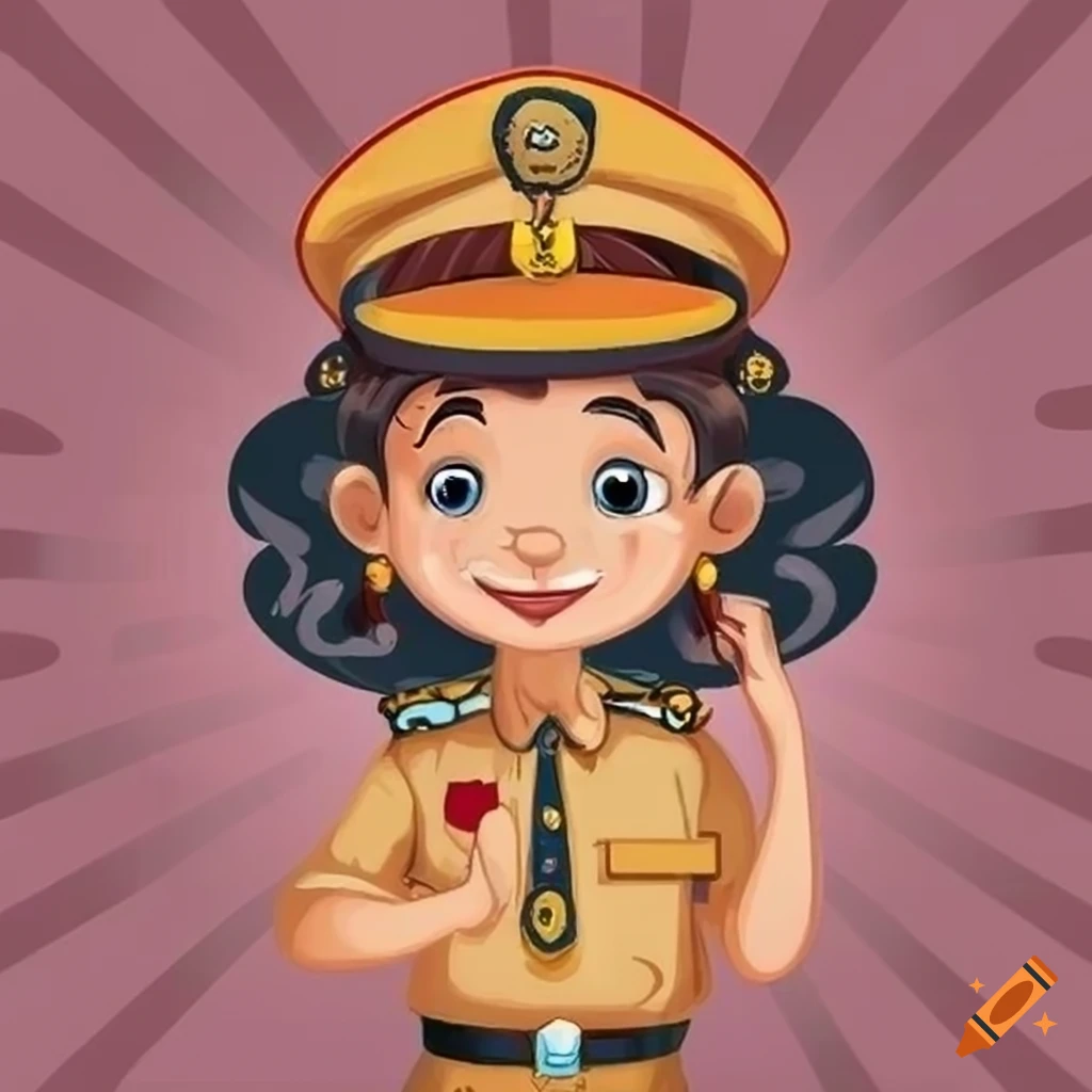 Cartoon cop with hindu background on Craiyon