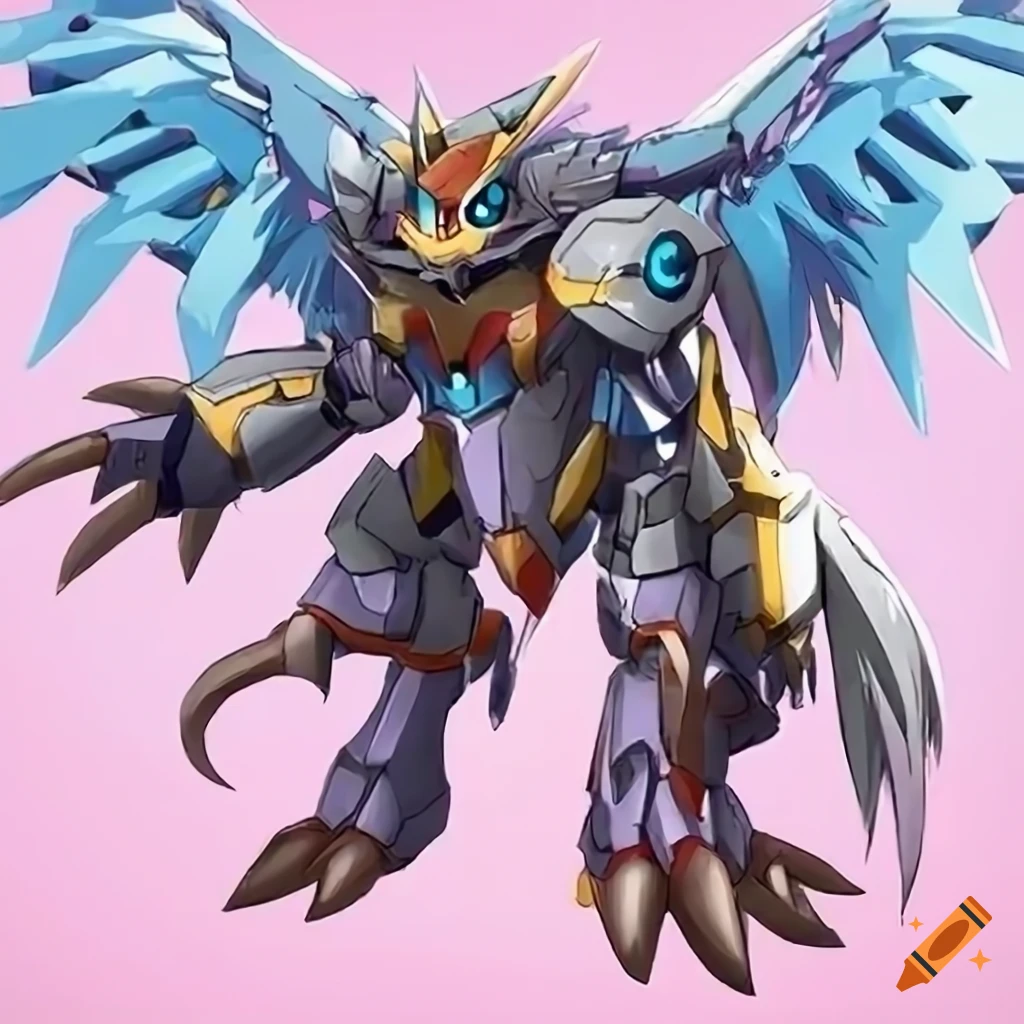 Digimon-style anime mecha on Craiyon