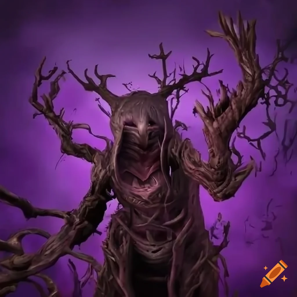 Purple void versions of the root from remnant from the ashes on Craiyon