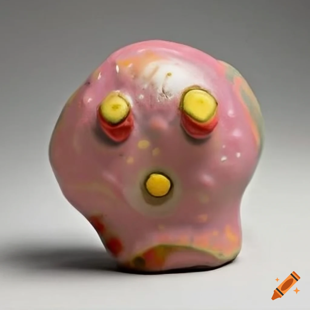 Pink crackle glazed clay blob with unique forms attached on Craiyon