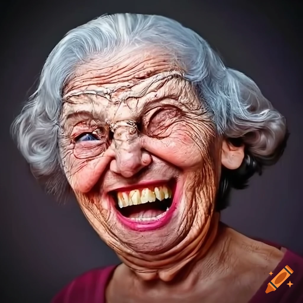 Funny grandma laughing on Craiyon