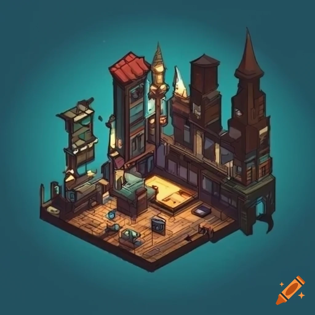 Isometric pixel art of a modern city in an rpg game on Craiyon