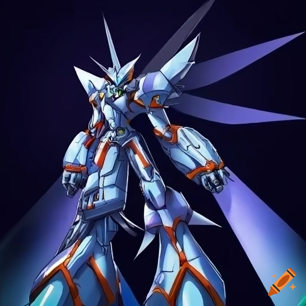 Digimon-style animated mecha design on Craiyon