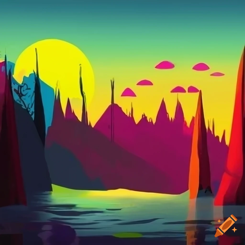 Pop art landscape on Craiyon