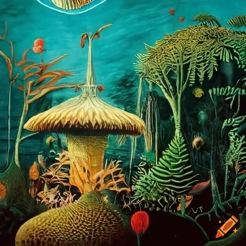 Organic machine art in a futuristic sci-fi setting inspired by various ...