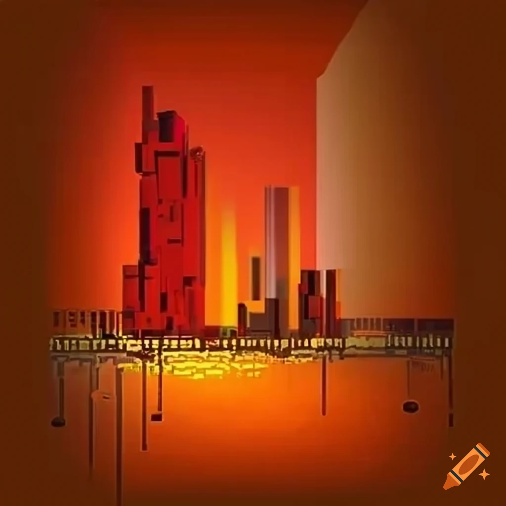 Interactive destroyed city in 8-bit style for a sci-fi video game on ...