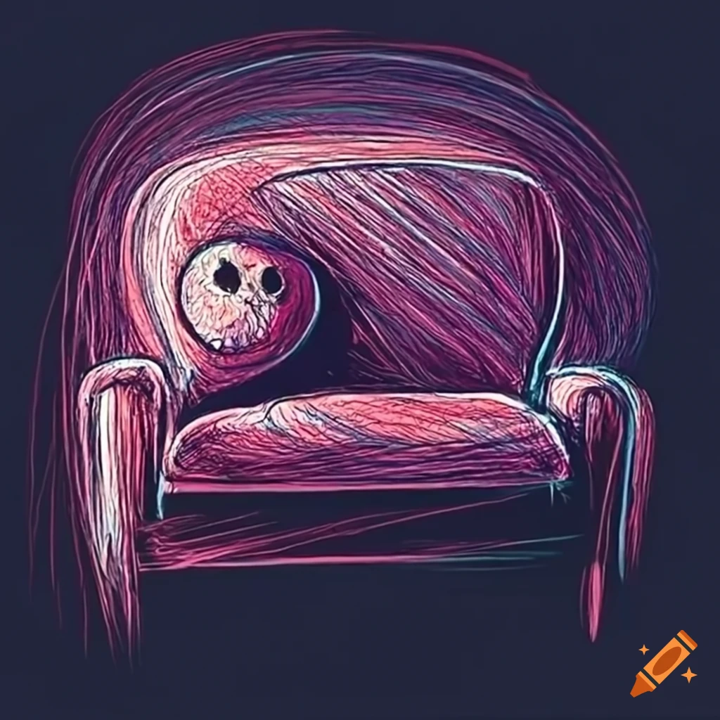 Ghost sitting on a loveseat in a scribble drawing on Craiyon