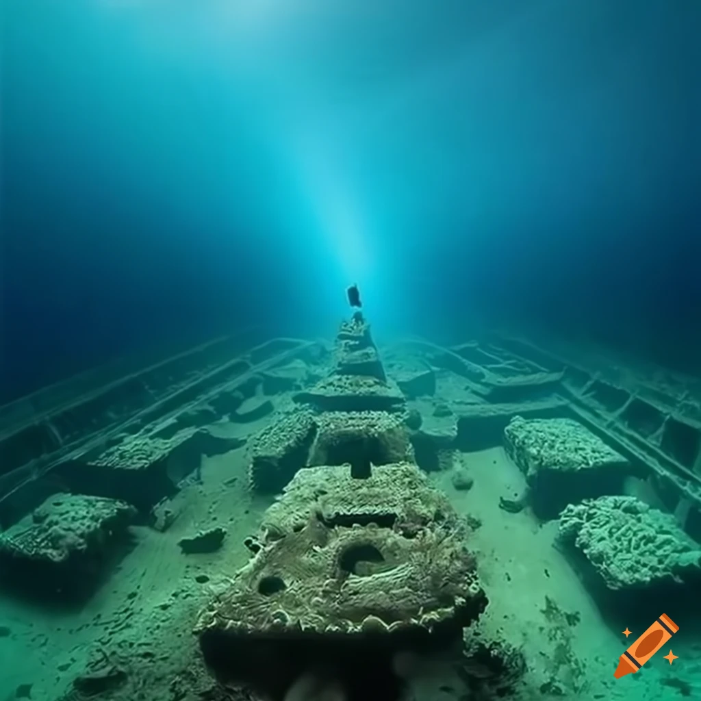 Otherworldly wreckage of an ancient underwater civilization on Craiyon