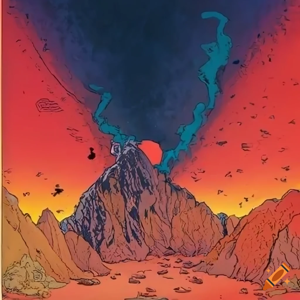 Moebius space shape crashed into mountainside on 1970s science fiction ...