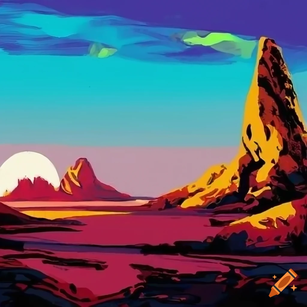 Pop art landscape on Craiyon