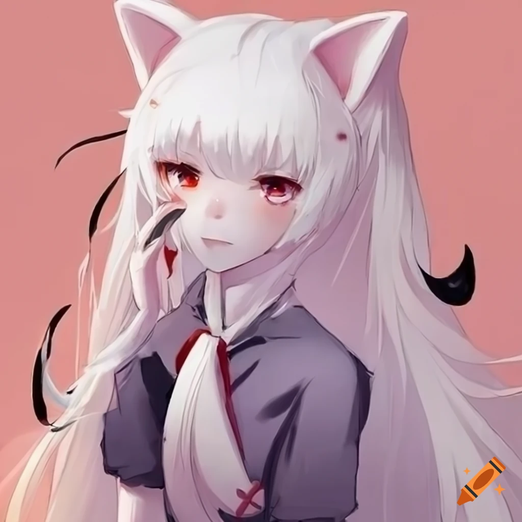 Anime Albino Catgirl Character On Craiyon