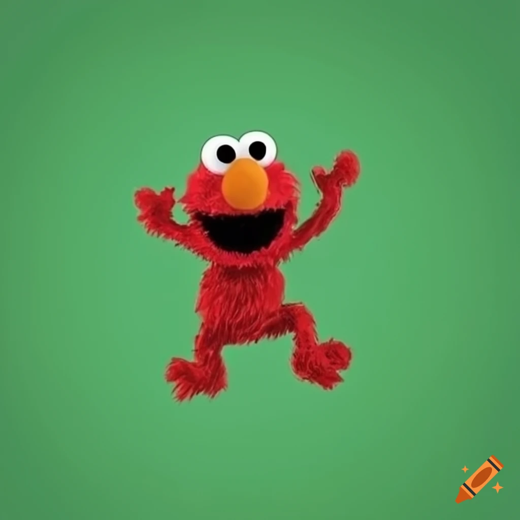 Elmo floating with a green background on Craiyon