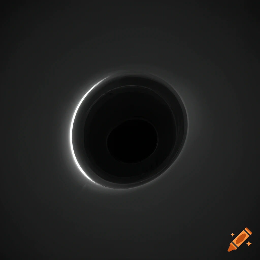 3d digital sci-fi monochrome black hole with smooth material on Craiyon