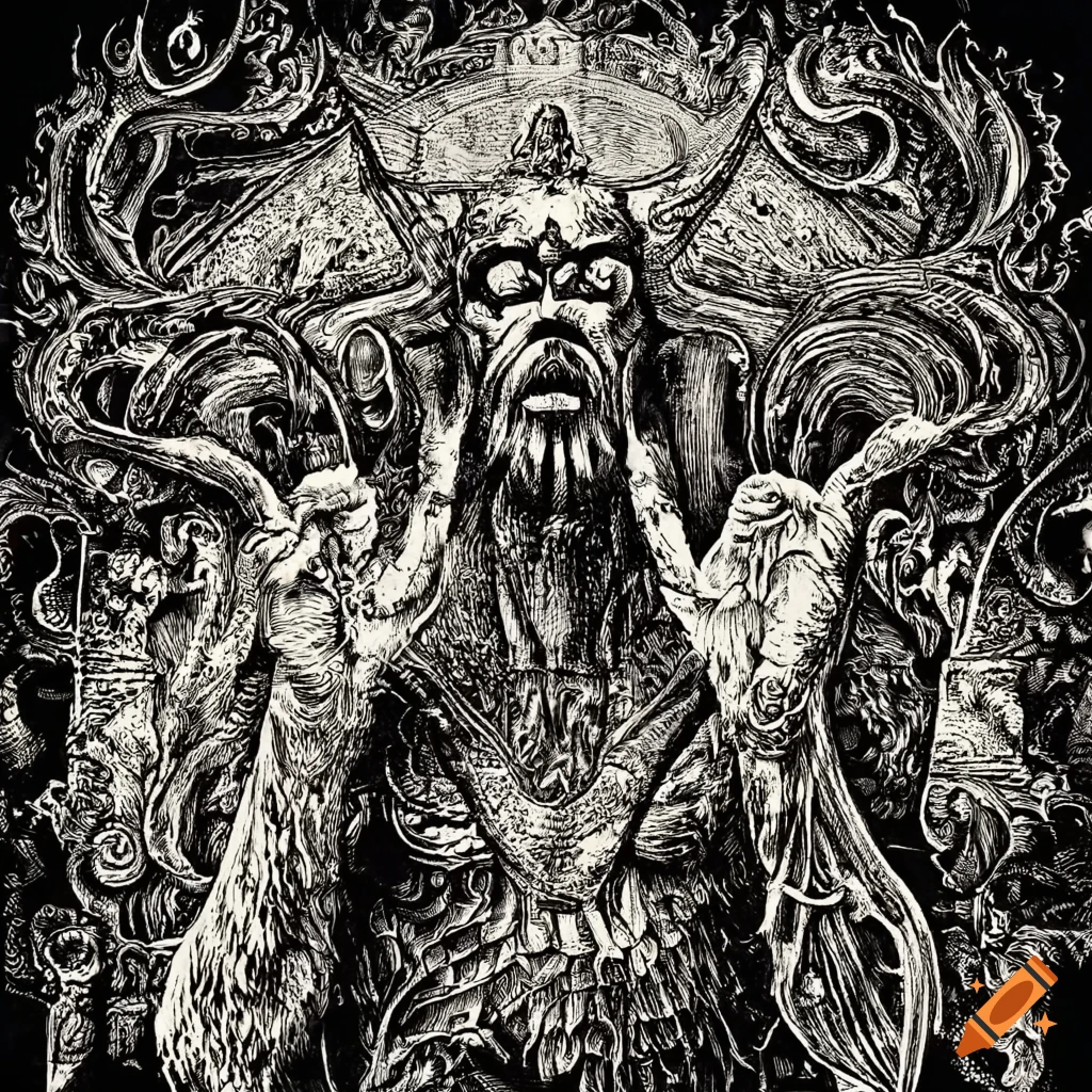 Intricate baroque etchings of the apocalypse in ancient mystical art ...