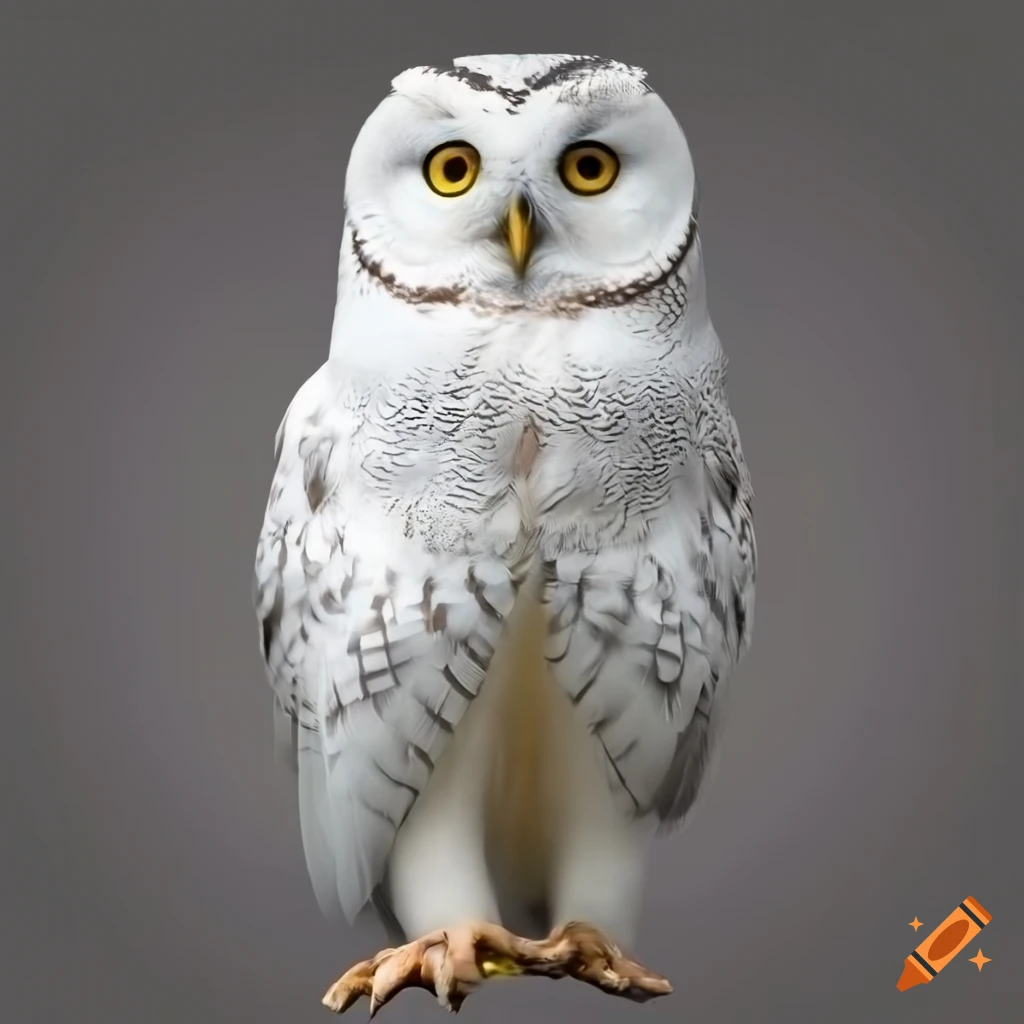 White owl full body front view on Craiyon
