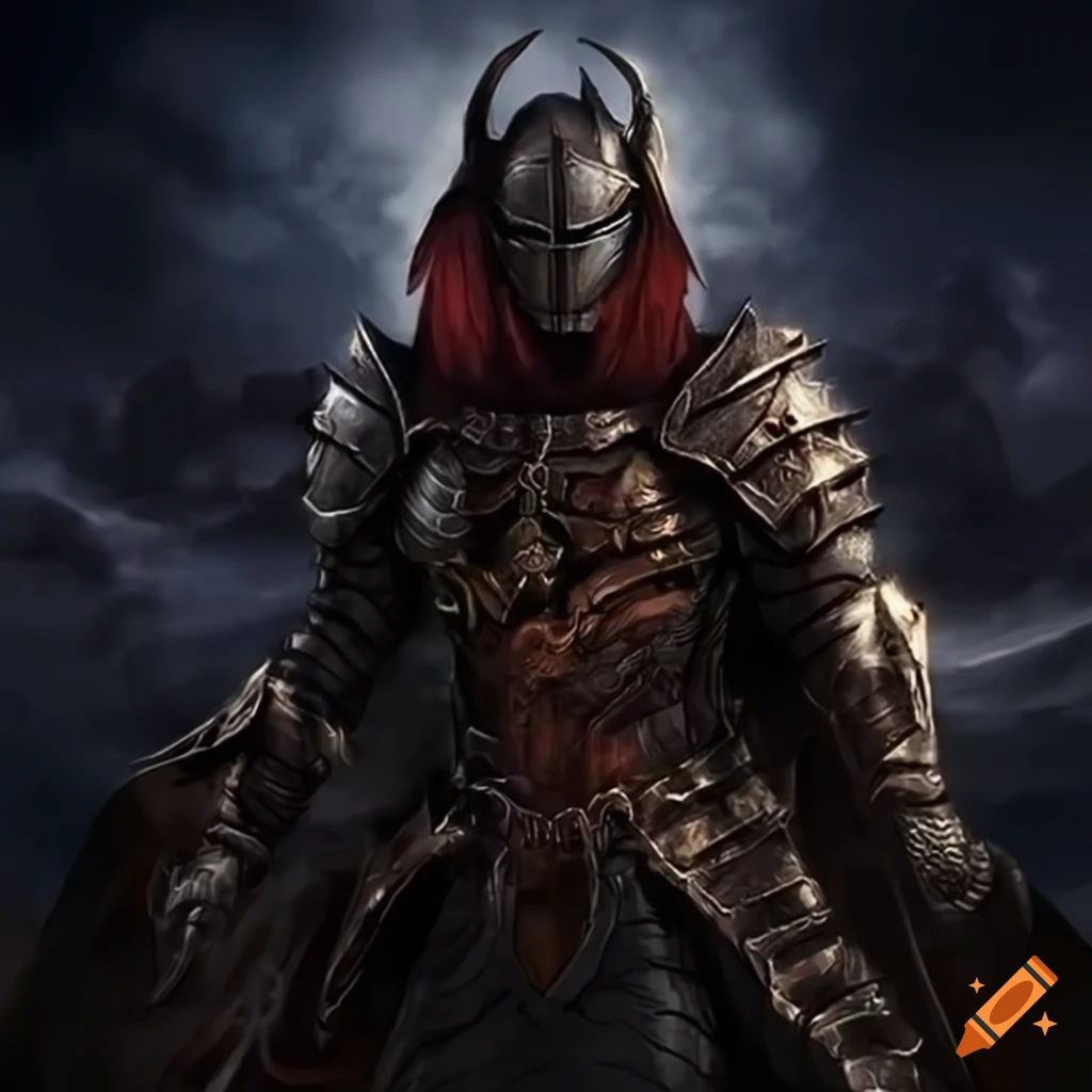 Noble ancient dark royal knight battling inner demons on Craiyon