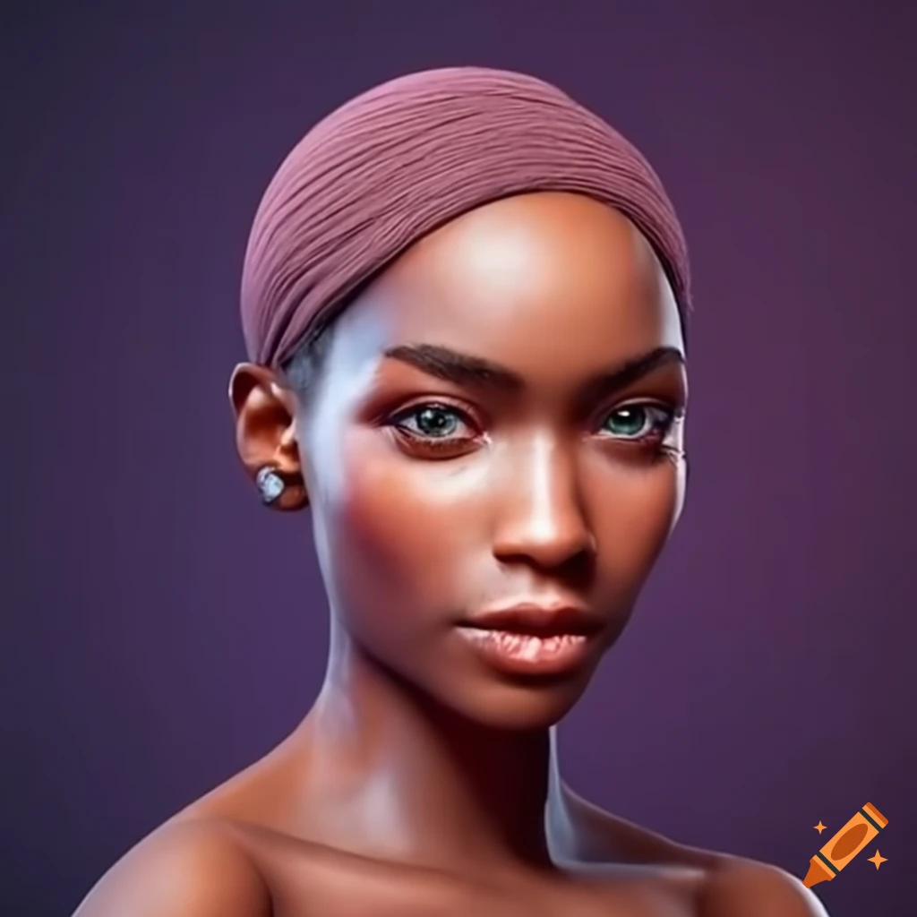 Woman with two-toned skin color on Craiyon