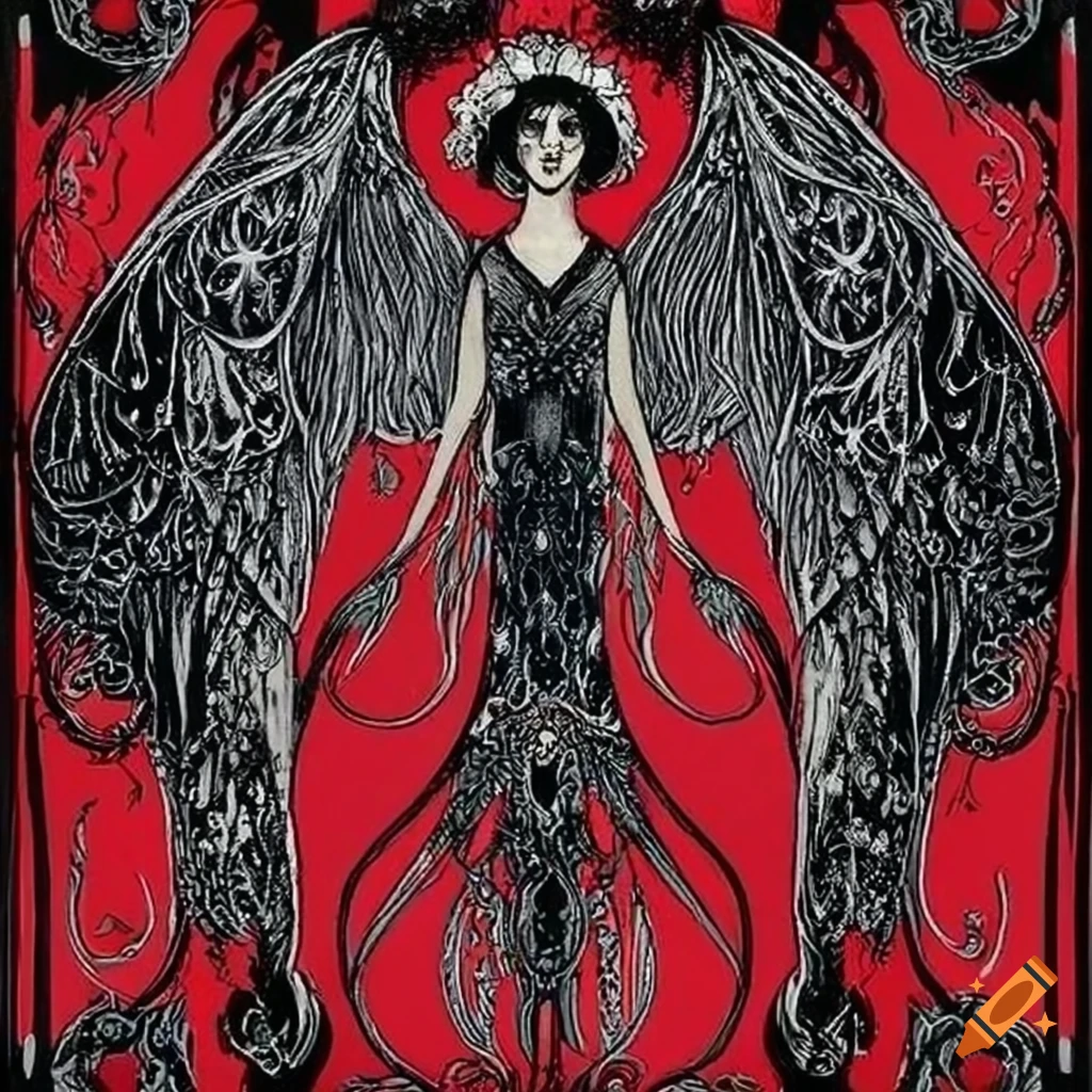 Gothic style banshee tarot card design inspired by aubrey beardsley on ...