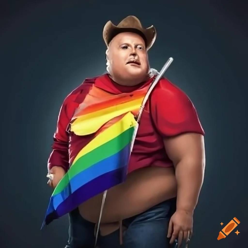 Cowboy holding a Pride Flag on Craiyon