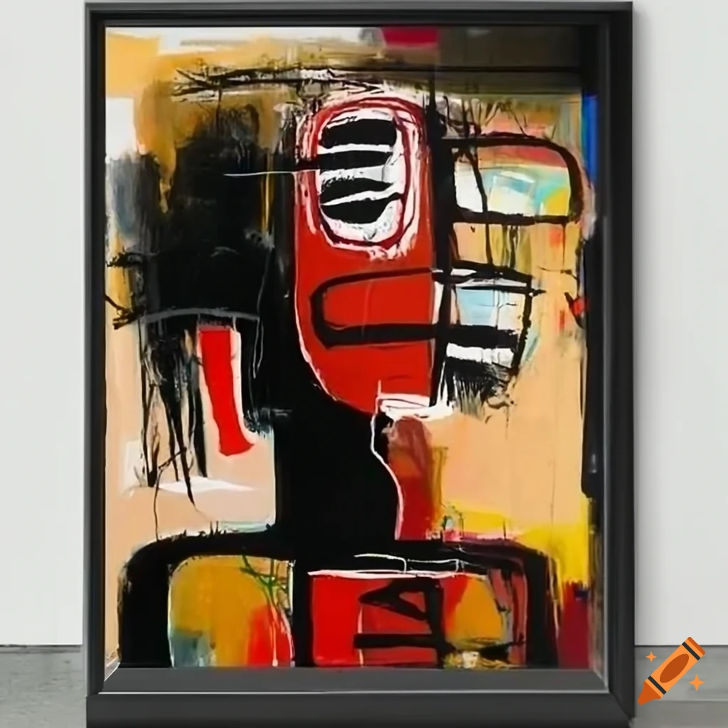 Abstract expressionism art by basquiat in a modern interior on Craiyon