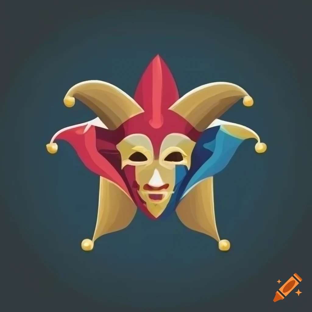 Minimalist jester mask within a star logo design on Craiyon