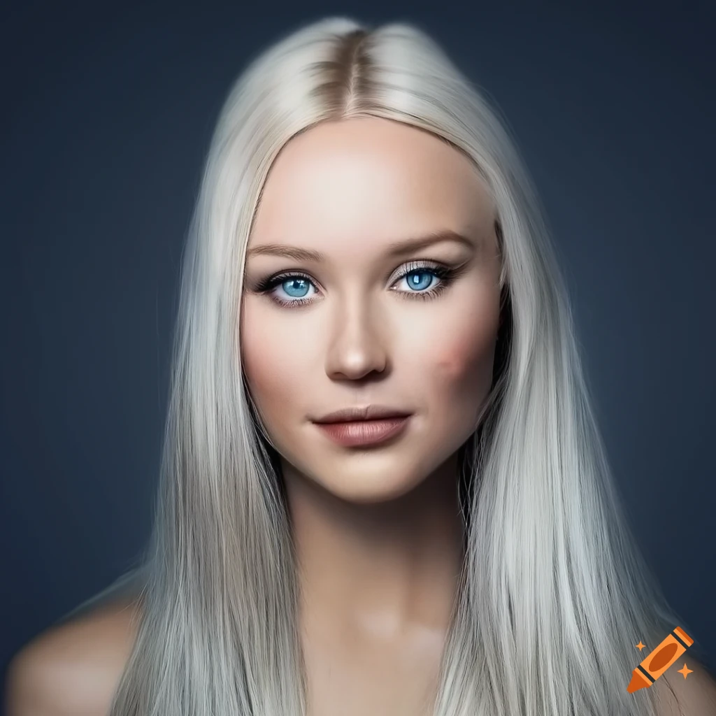 Portrait of a Nordic princess with sultry expression and platinum ...
