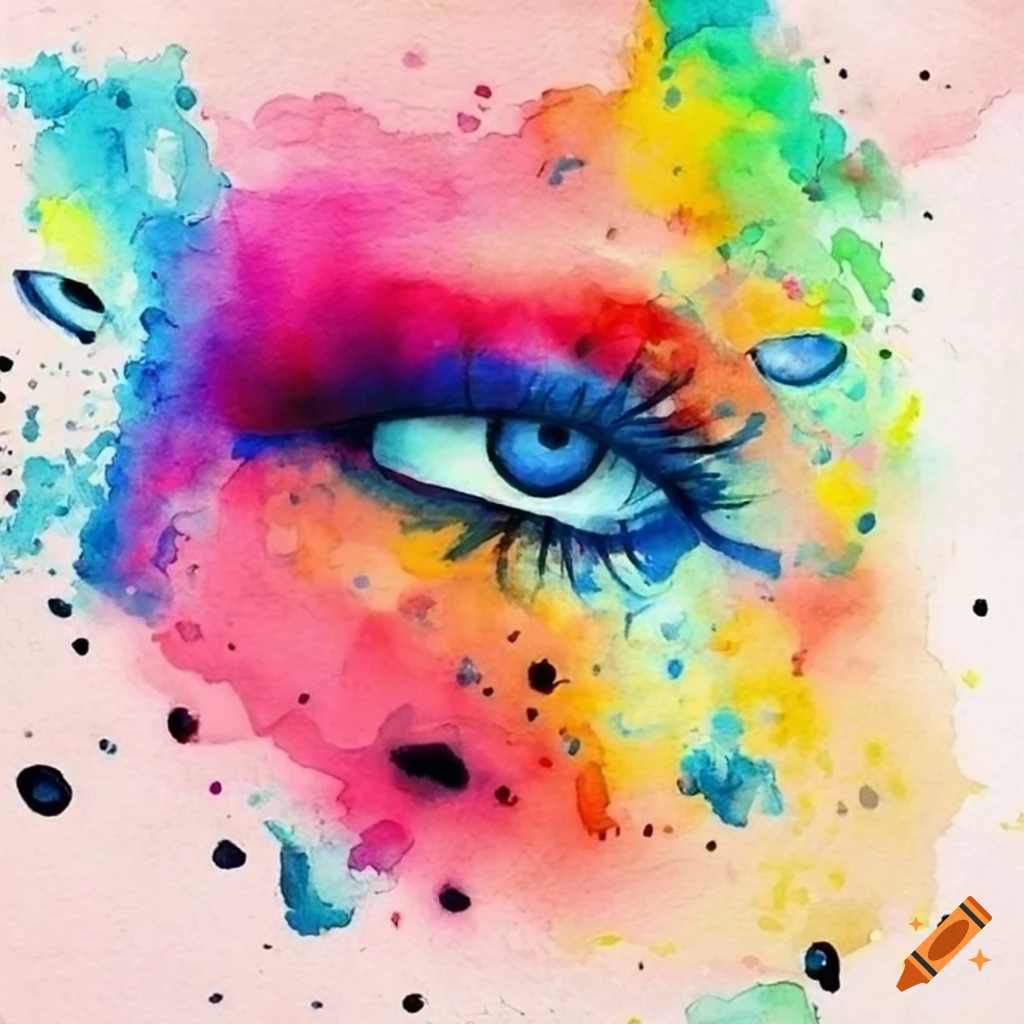 Watercolor painting of a sad face on Craiyon