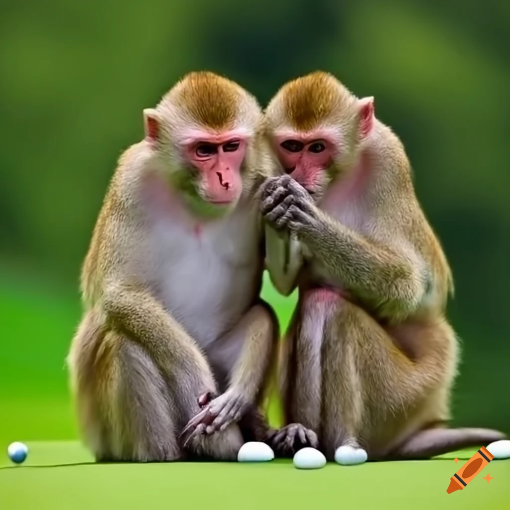 Monkeys playing golf on Craiyon