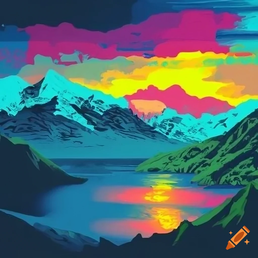 Pop art landscape on Craiyon