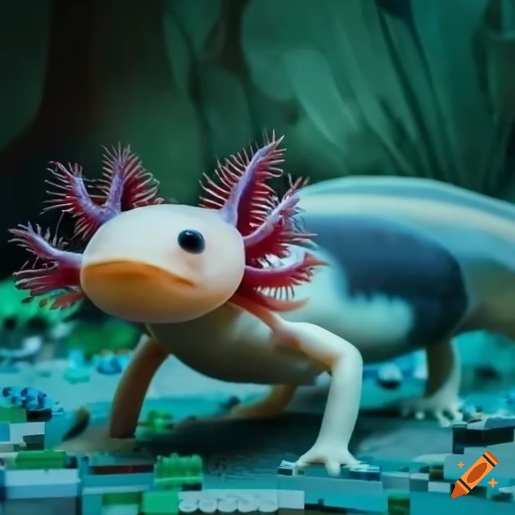 Axolotls playing with legos on Craiyon
