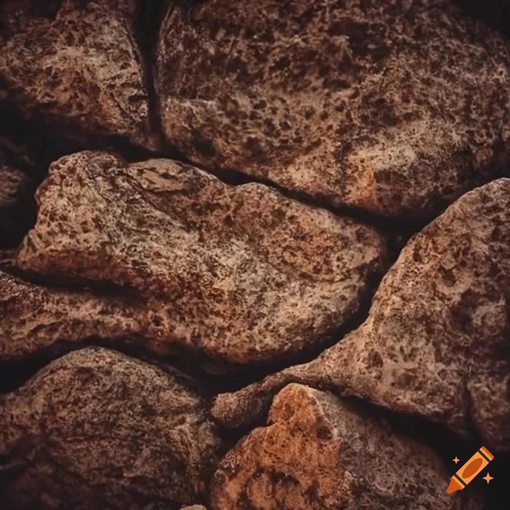 Close up view of textured rocks on Craiyon
