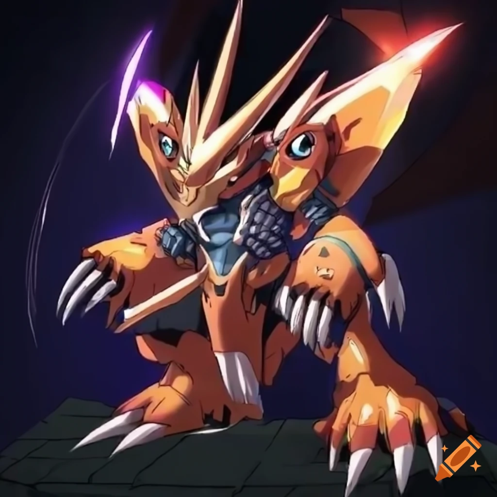 Digimon-style anime mecha on Craiyon