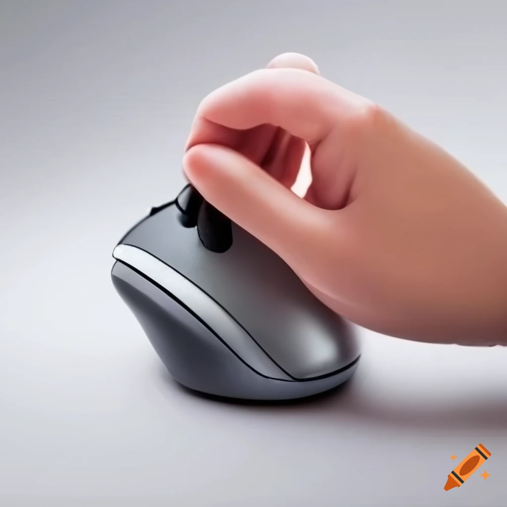 Hand on a computer mouse on a white background on Craiyon