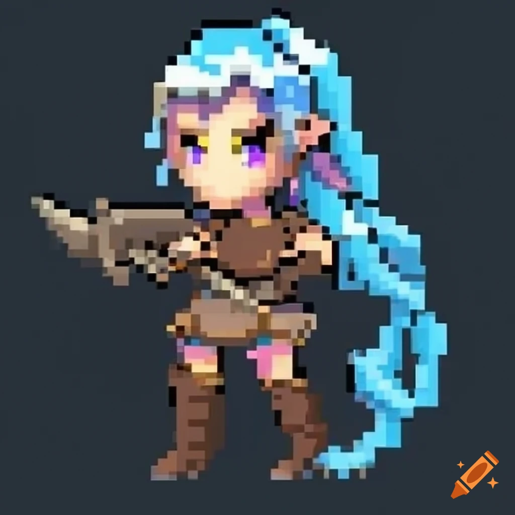 Pixel art character sheet of 8-bit rpg girls on Craiyon