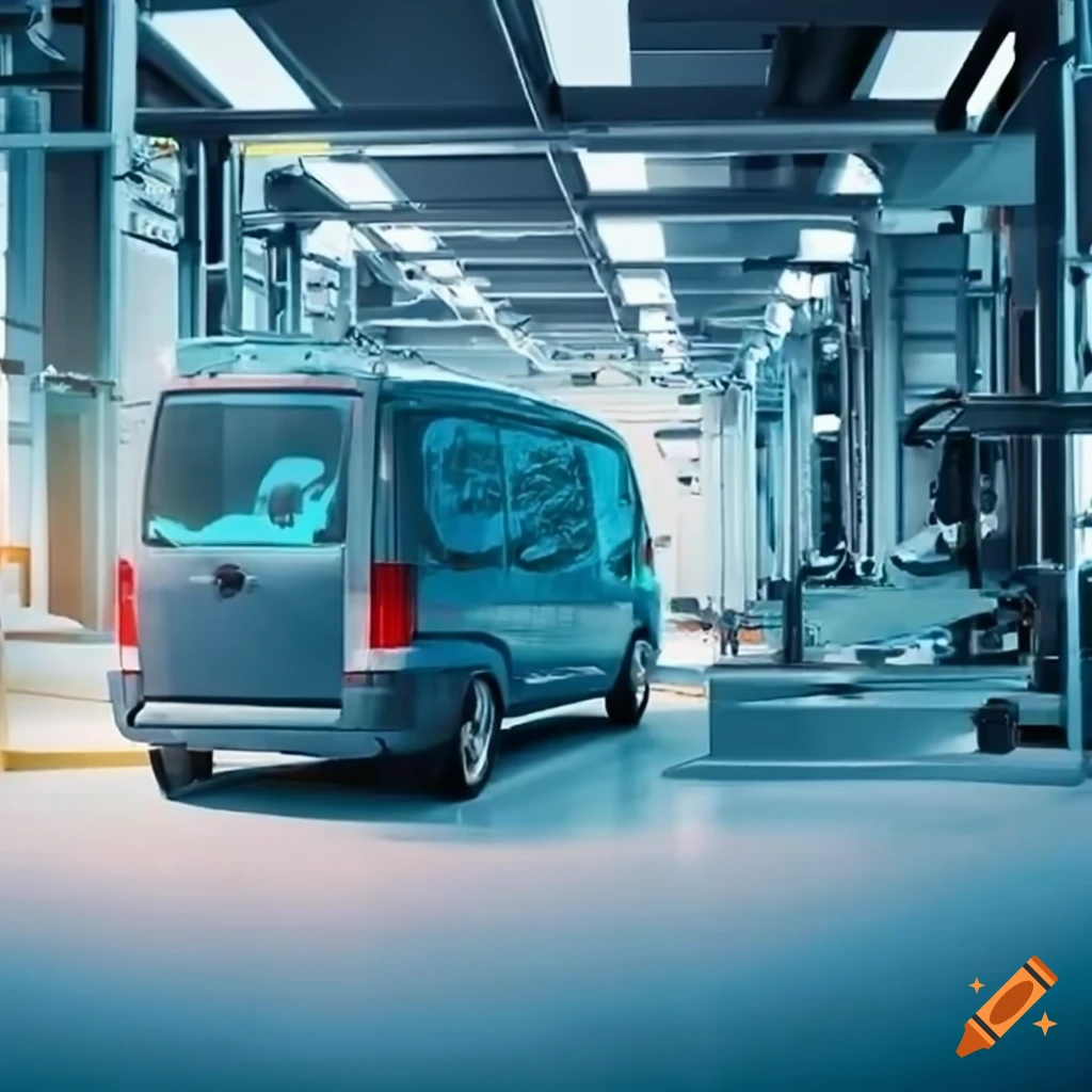 Modern van manufacturing process with impressive machinery on Craiyon