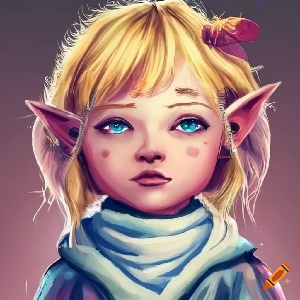 Blond child half-elf detective blind in the snow on Craiyon