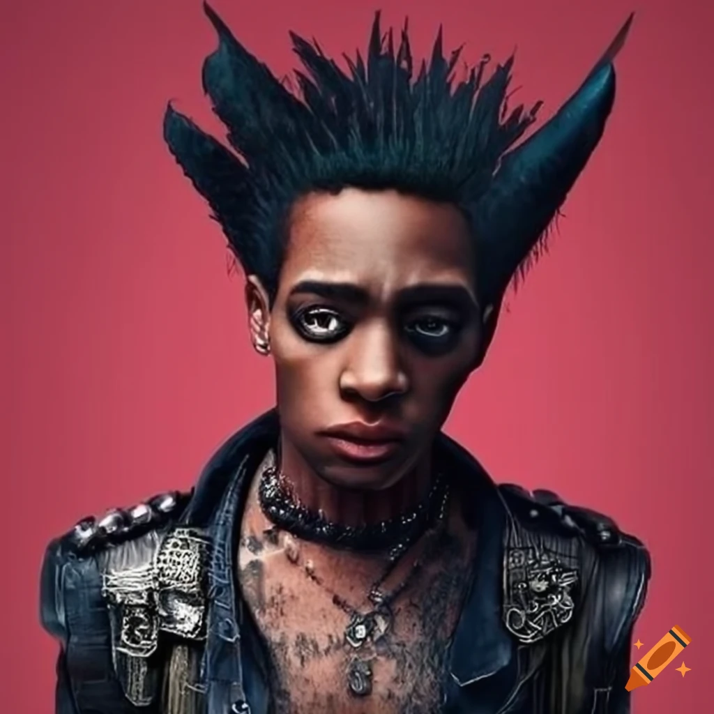 Masculine black man with punk rock style on Craiyon