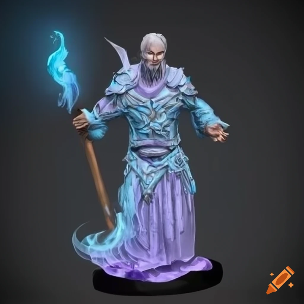 Ethereal male aasimar sorcerer with iridescent skin, silver-grey hair ...