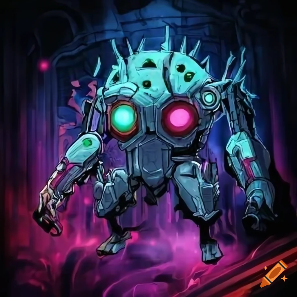 Detailed cyber monster illustration in yugioh anime style on Craiyon