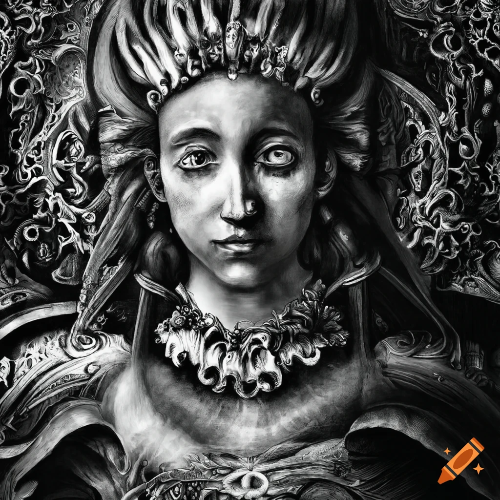 Intricate Baroque-style artwork showcasing Saiyans with occult and ...