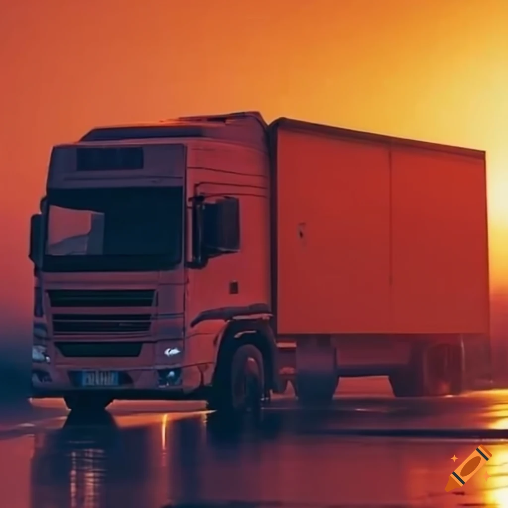 European lorry in italian sunset on Craiyon