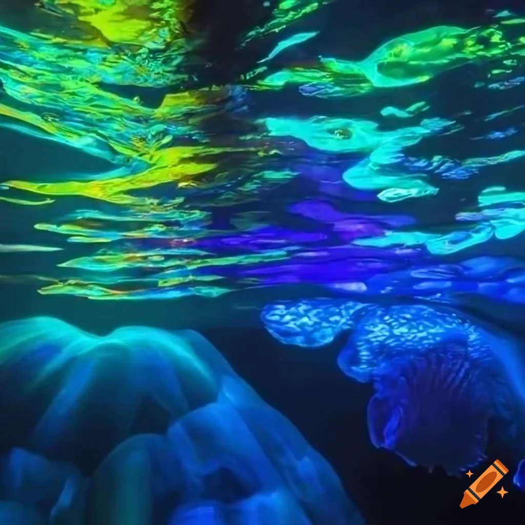 Underwater tapestry of vibrant fish, coral, and mythical creatures with ...